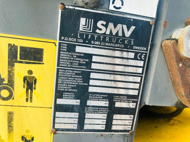 SMV SL16-1200A HIGH RISE CABIN FORKLIFT C/W ROTATING HEAD STOCK & PIPE ...