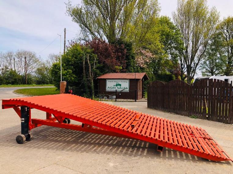 LOADING RAMP " 20 FOOT LONG X 9 FOOT WIDE " C/W ADJUSTABLE LEG HEIGHT