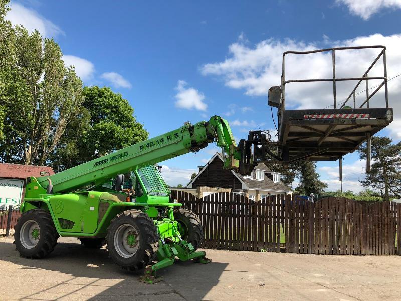 MERLO P40. 14-K TELEHANDLER C/W JOYSTICK CONTROL OPERATED MAN BASKET ...