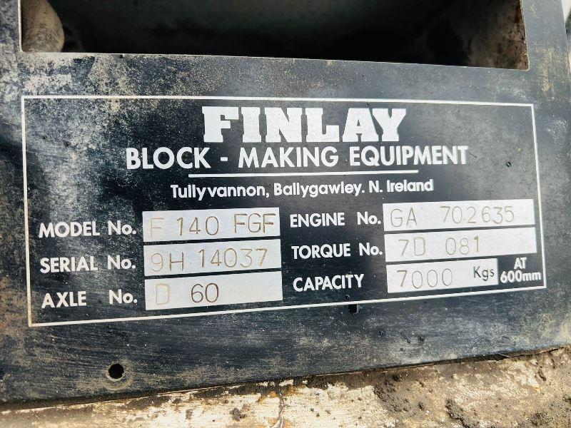 FINLAY F140 ROUGH FORKLIFT C/W 2M LONG TINES & 3 X AUXILARY LINES *VIDEO*