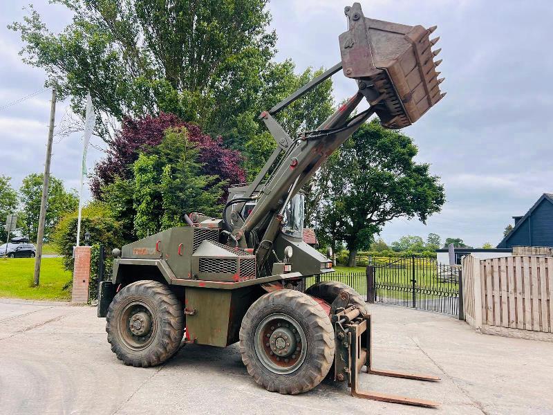 MUIR HILL A5000 4WD LOADING SHOVEL *EX MOD* C/W BUCKET AND TINES *VIDEO*