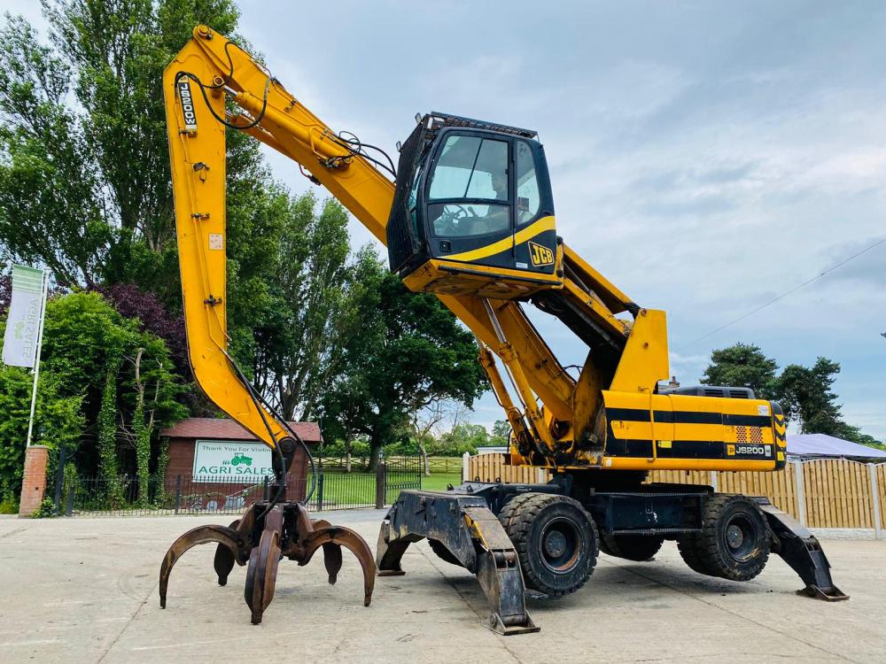 JCB JS200W HIGH RISE CAB SCRAP HANDLER *YEAR 2007* C/W 5 TINE SCRAP GRAB