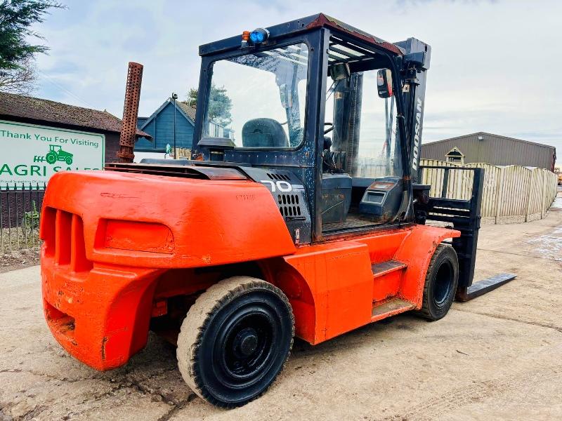 DOOSAN D706-5 7 TON DIESEL FORKLIFT *YEAR 2013* C/W SIDE SHIFT *VIDEO*