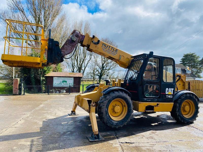 CAT TH63 4WD TELEHANDLER * 13 METER REACH * C/W MAN BASKET