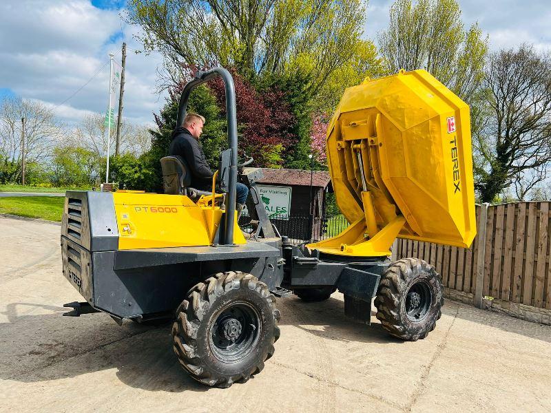 TEREX PT6000 4WD SWIVEL TIP DUMPER C/W ROLE BAR *VIDEO*