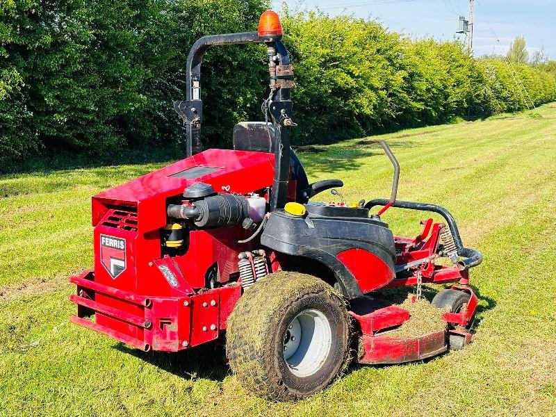 FERRIS DIESEL RIDE ZERO TURN MOWER C/W ROLE BAR & CAT ENGINE *VIDEO*