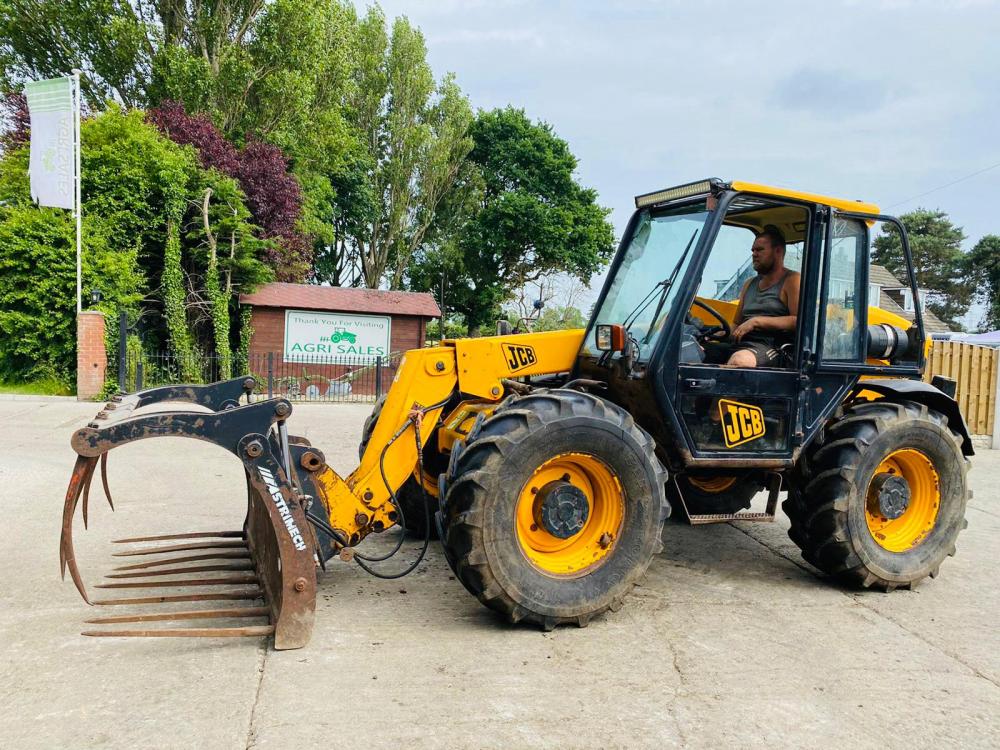 JCB 526-56 TURBO TELEHANDLER YEAR 2008 C/W STRIMECH MUCK GRAB & PICK UP ...