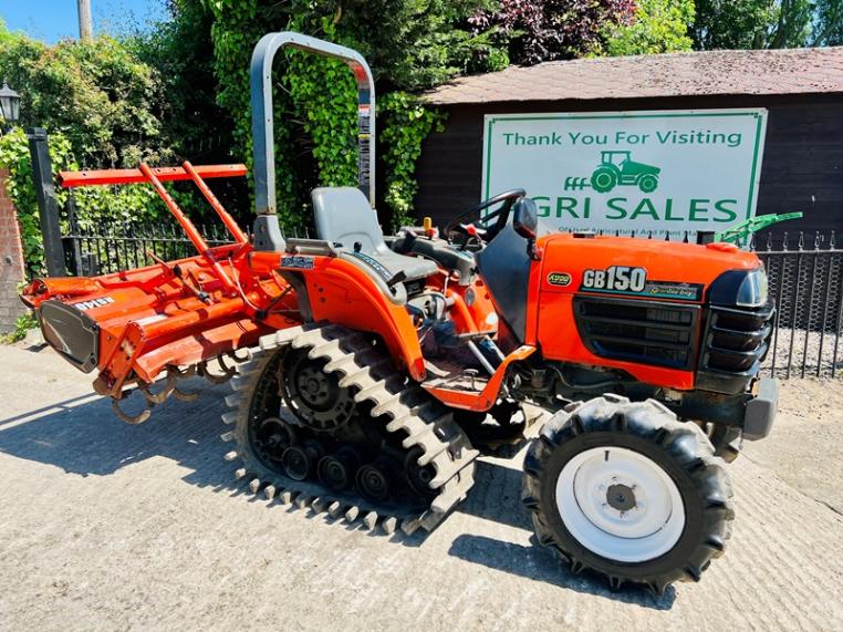 KUBOTA GB150 HALF TRACK COMPACT TRACTOR *904 HOURS* C/W KUBOTA ROTAVATOR *VIDEO*