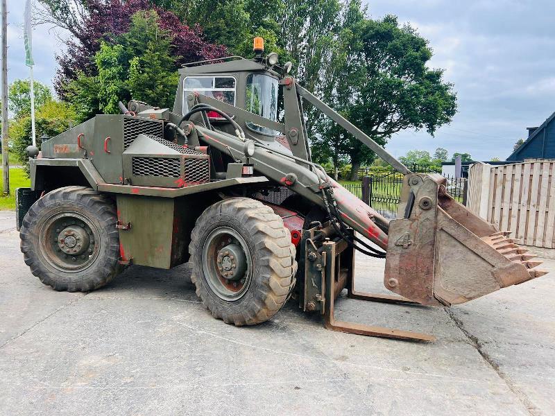 MUIR HILL A5000 4WD LOADING SHOVEL *EX MOD* C/W BUCKET AND TINES *VIDEO*