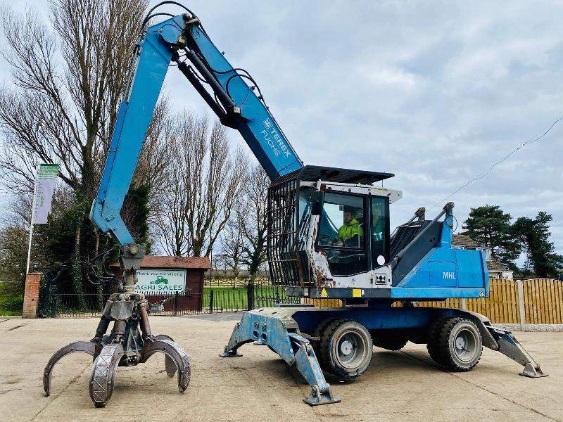 FUCHS MHL320 HIGH RISE CABIN SCRAP HANDLER *YEAR 2008* C/W 5 TINE GRAB ...