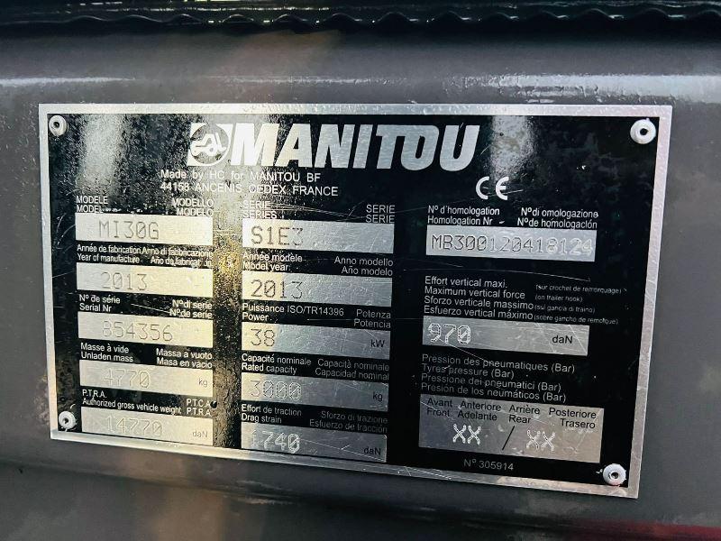 MANITOU MI30G CONTAINER SPEC FORKLIFT *YEAR 2013* C/W HYDRAULIC TURN ...