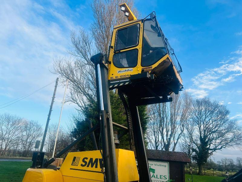 SMV SL16-1200A HIGH RISE CABIN FORKLIFT C/W ROTATING HEAD STOCK & PIPE ...