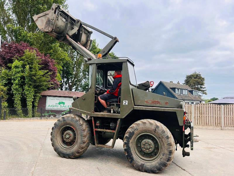 MUIR HILL A5000 4WD LOADING SHOVEL *EX MOD* C/W BUCKET AND TINES *VIDEO*